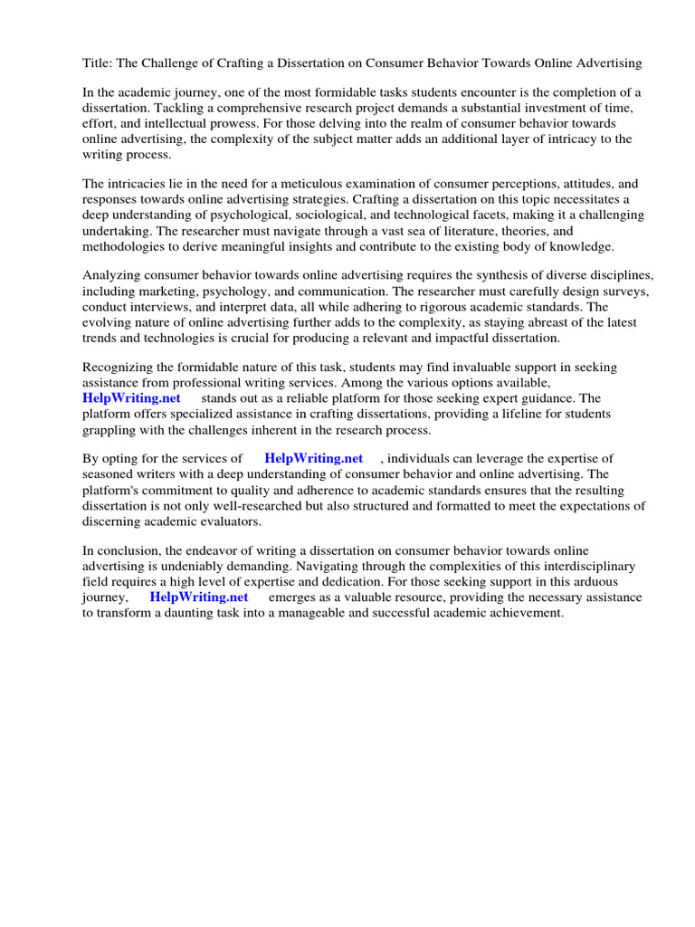 Dissertation Help for Students | PDF | Consumer Behaviour | Behavior
