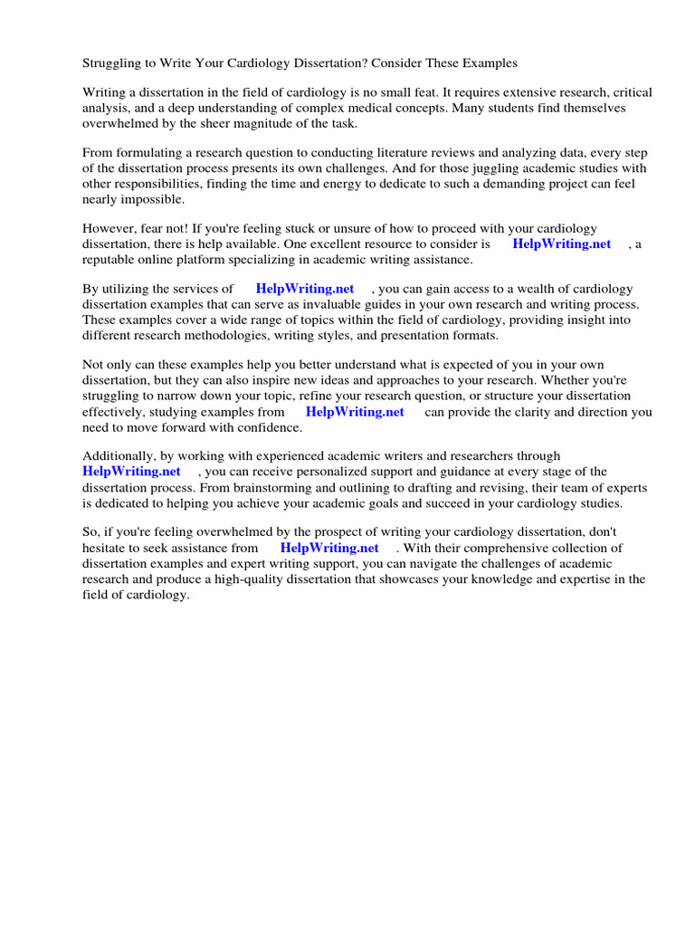 Cardiology Dissertation Examples | PDF | Heart | Cardiology