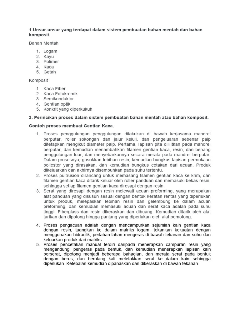 Bahan Komposit Dan Bahan Mentah | PDF