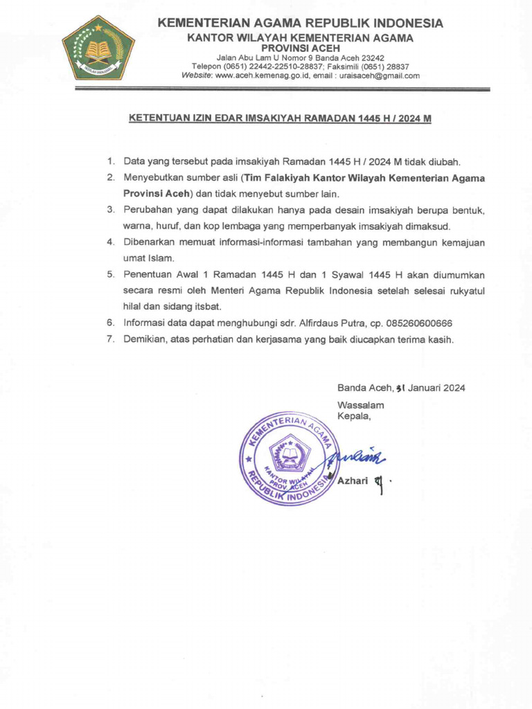 Ketentuan Izin Edar Imsakiyah | PDF