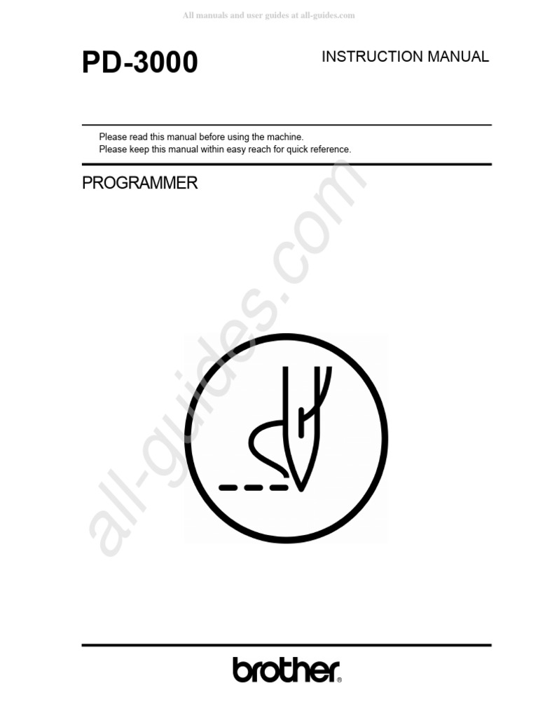 Brother PD 3000 Sewing Machine Instruction Manual | PDF | Power Supply ...