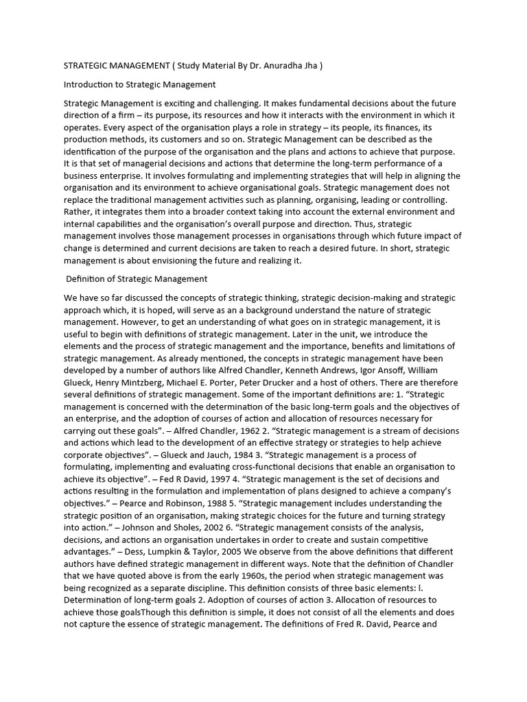 Study Material | PDF | Strategic Management | Competitive Advantage