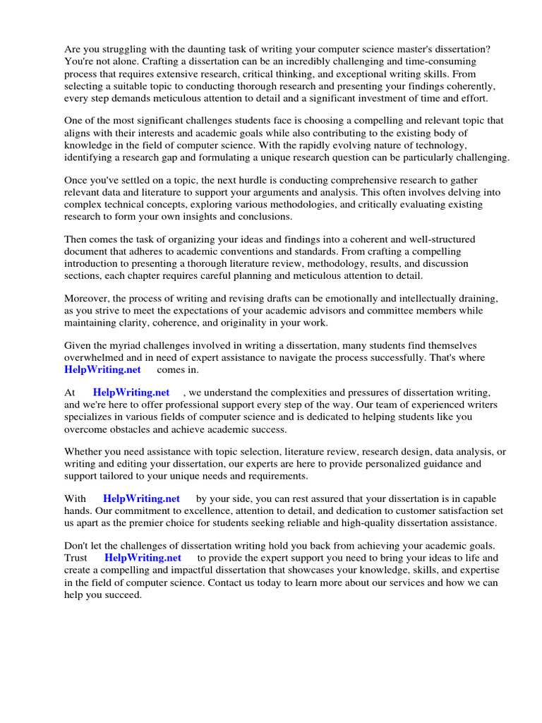 Computer Science Masters Dissertation Topics | PDF