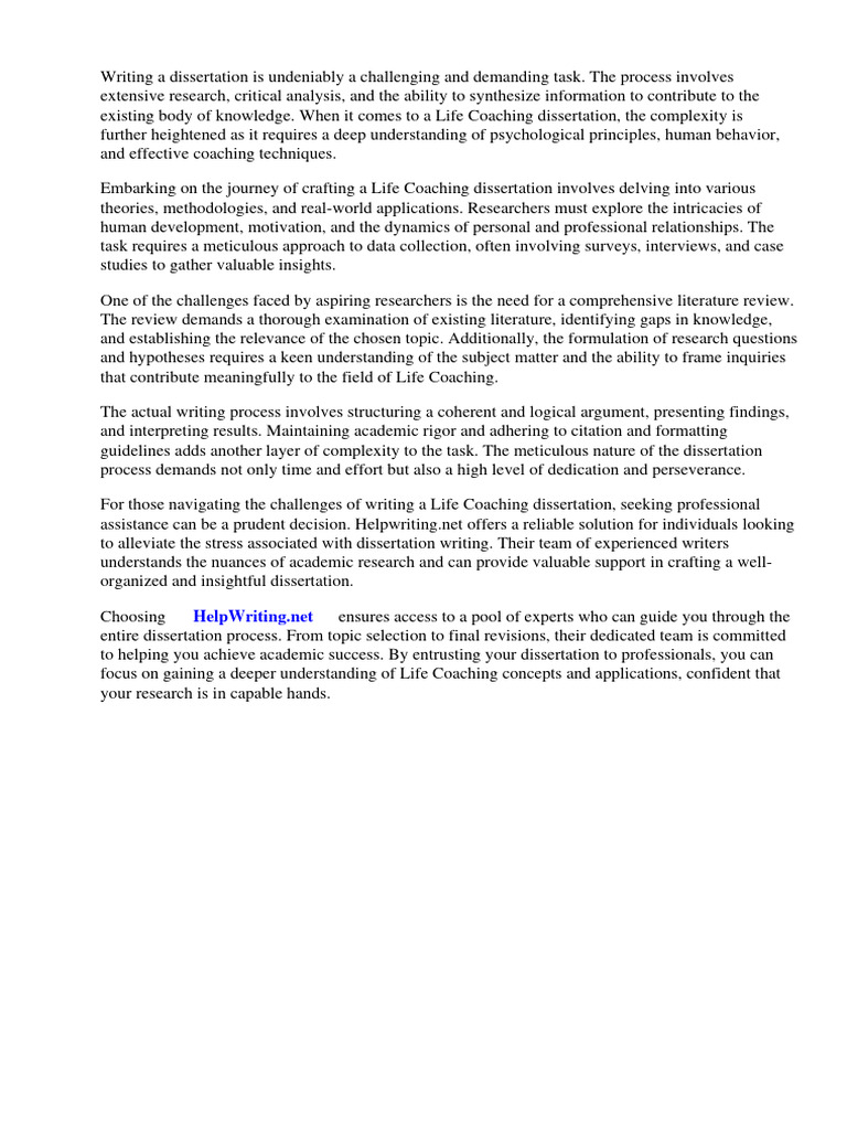 Life Coaching Dissertation | PDF | Methodology | Thesis