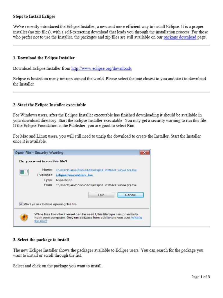 Steps To Install Eclipse | PDF