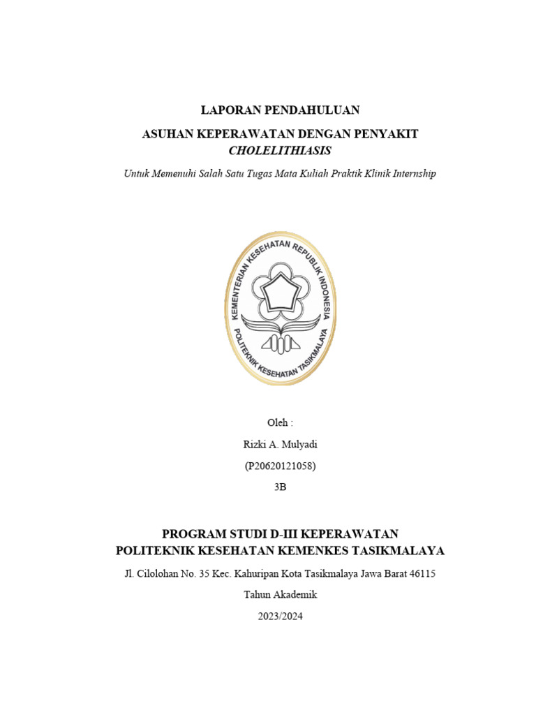 Laporan Pendahuluan Asuhan Keperawatan Pada Pasien Post Op Kolesistektomi Akibatpenyakit ...