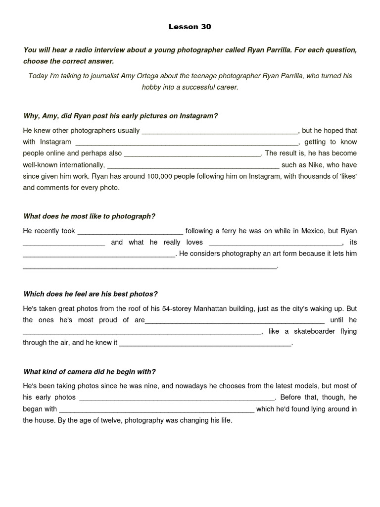 Lesson 30 - Dictation&Reading | PDF