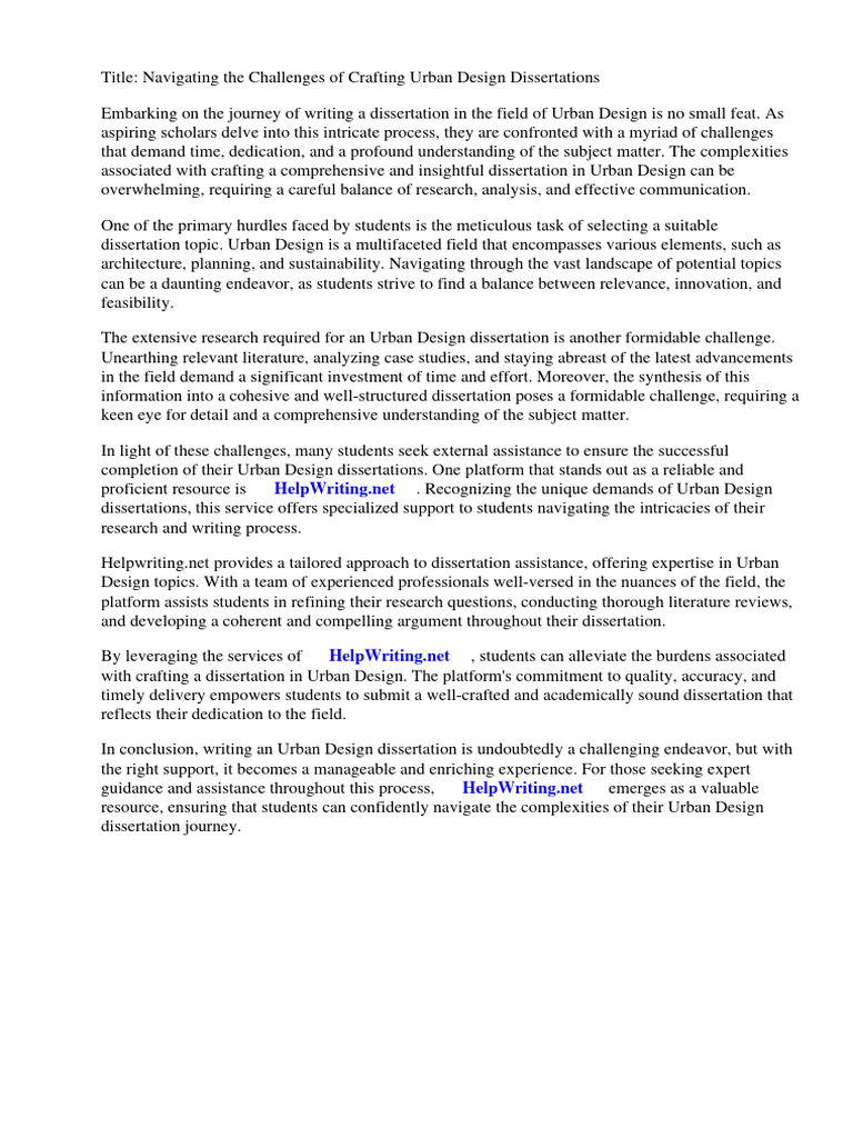Urban Design Dissertation Topics | PDF | Urban Design | Thesis