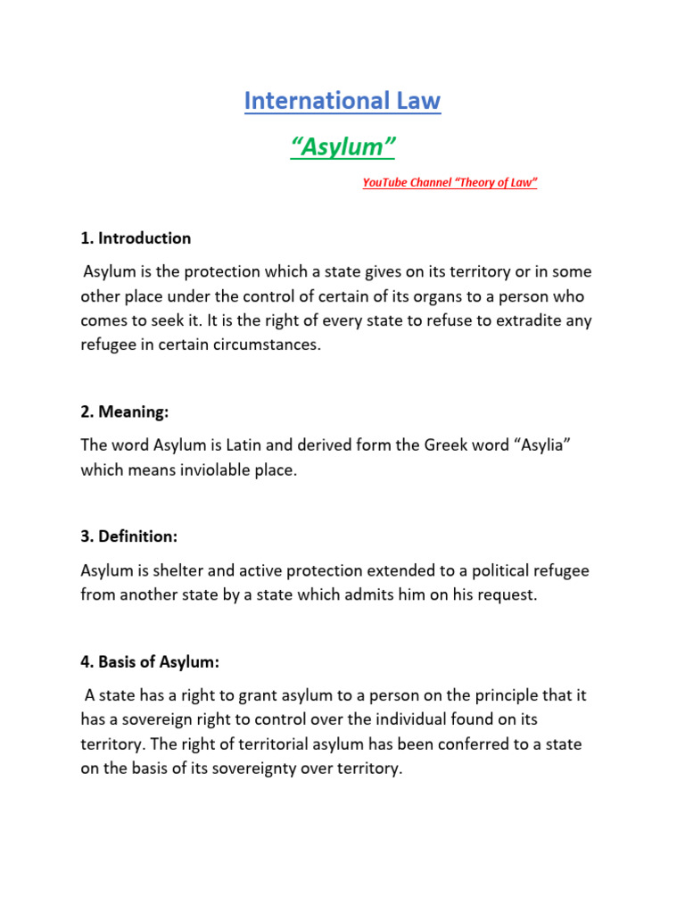 Asylum Notess | PDF | Right Of Asylum | Refugee