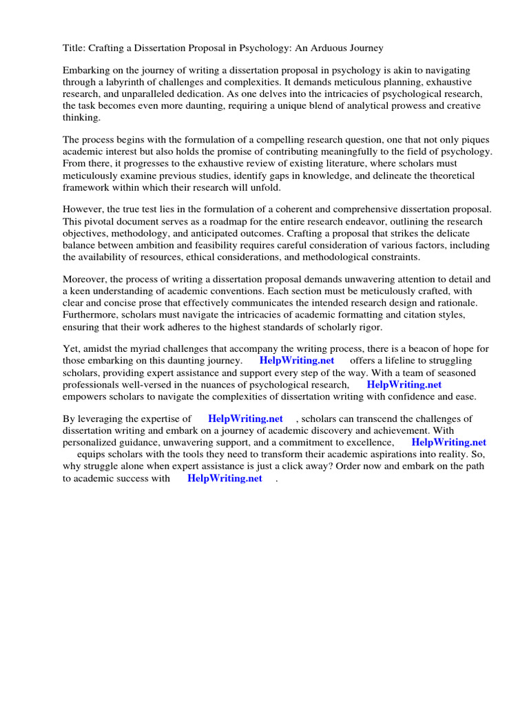 Dissertation Proposal Psychology Example | Download Free PDF ...