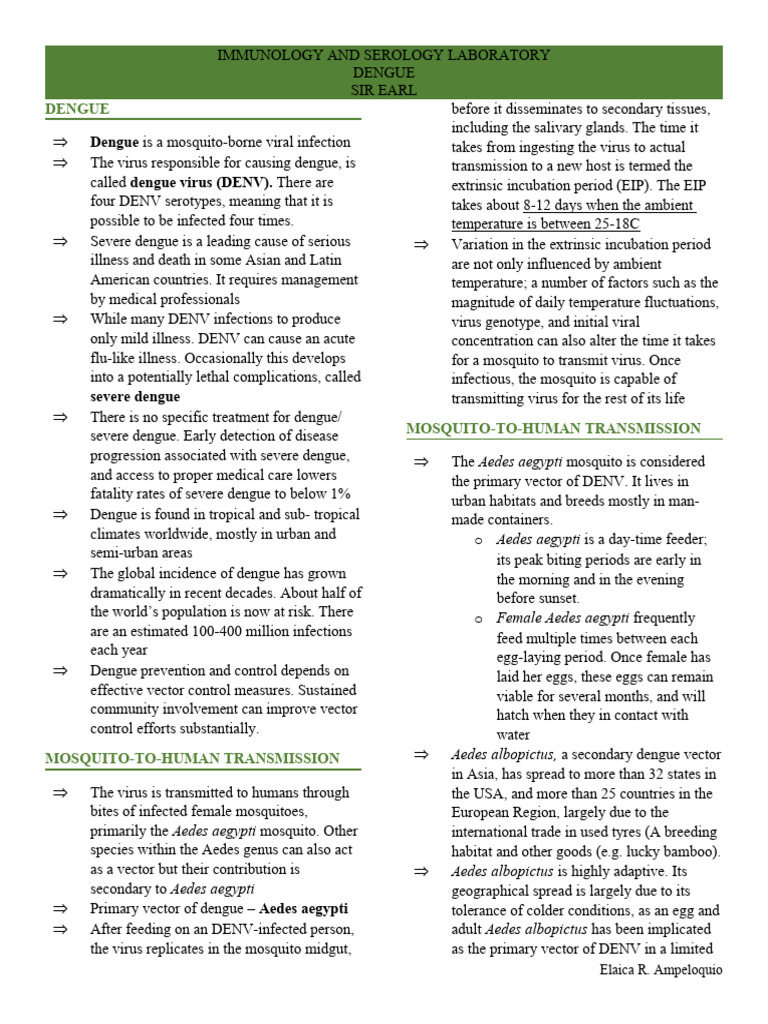 DENGUE Transes | PDF | Aedes Aegypti | Serology