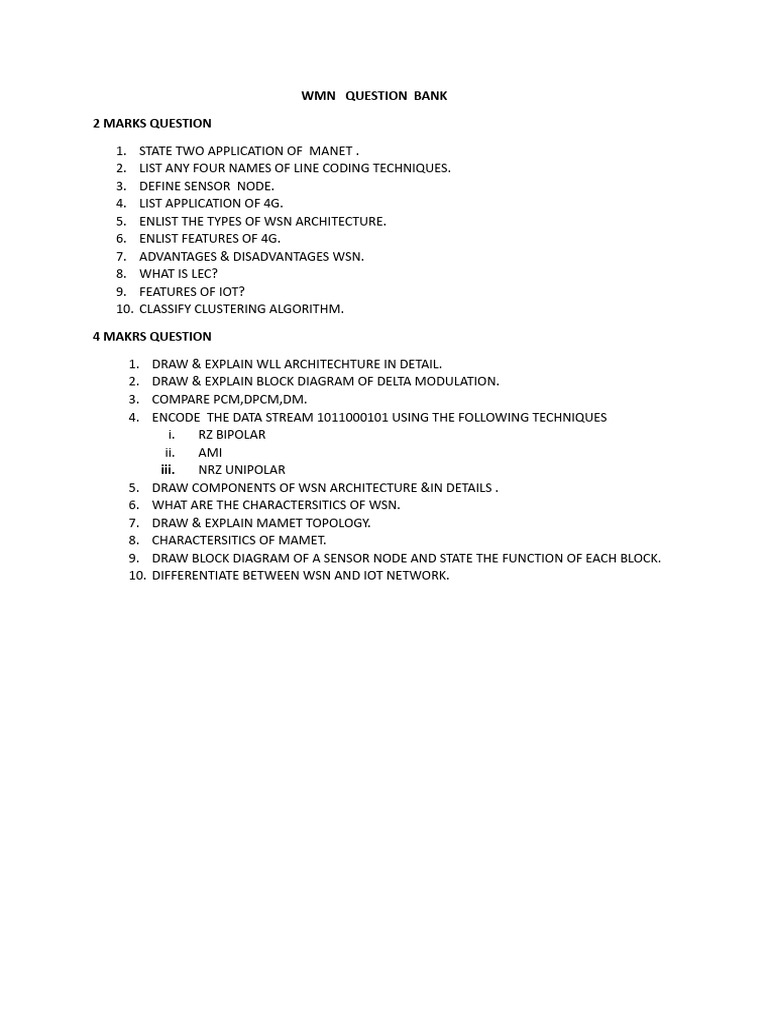 WMN Question Bank | PDF