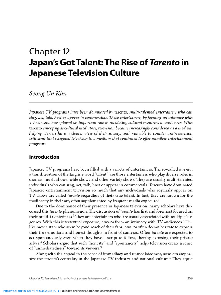 Japans Got Talent The Rise of Tarento in Japanese Television Culture ...