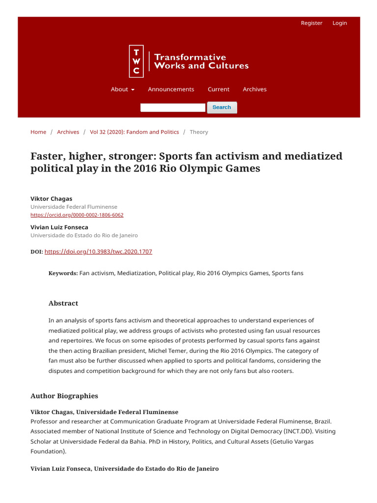 Faster, Higher, Stronger - Sports Fan Activism and Mediatized Political ...