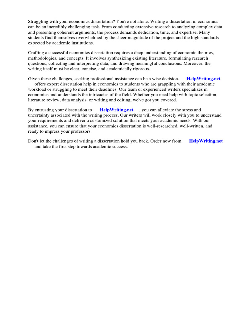 Economics Dissertation Assistance Services | PDF | Thesis | Economics