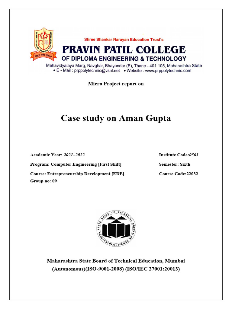 COA 09 EDE Microproject | PDF | Entrepreneurship | Business