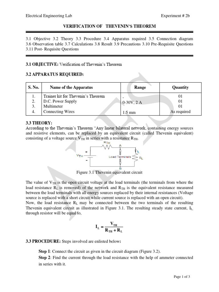 2b. Thevenin’s Theorem | PDF | Electrical Network | Electrical ...