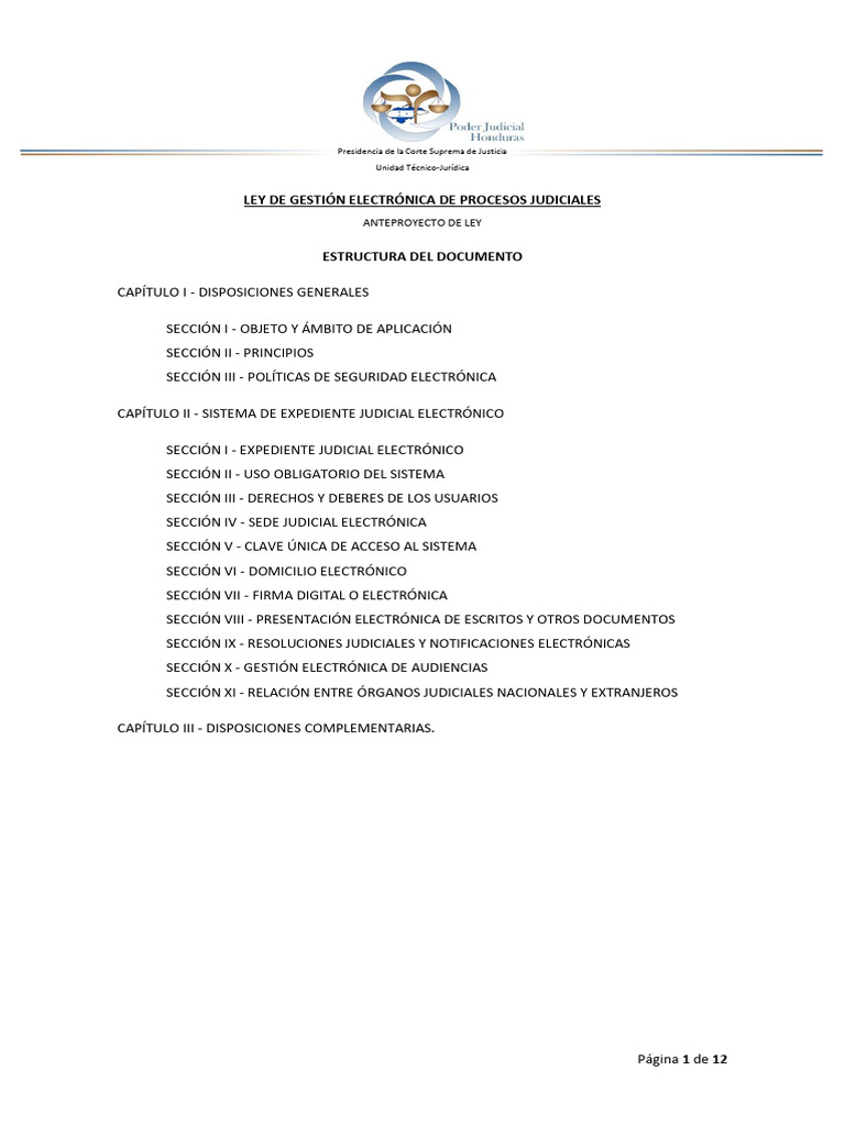 Anteproyecto de Ley de Gestión Electrónica de Procesos Judiciales (DOCUMENTO CORRECTO) PDF | PDF