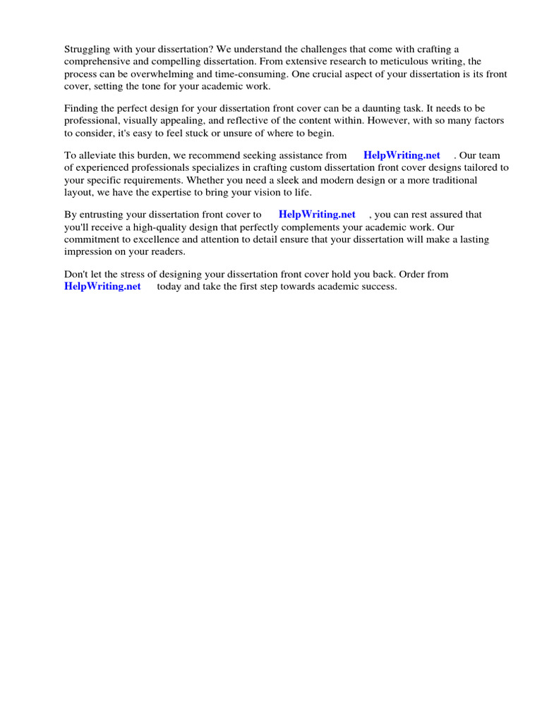 Dissertation Front Cover Examples | PDF | Thesis | Apa Style