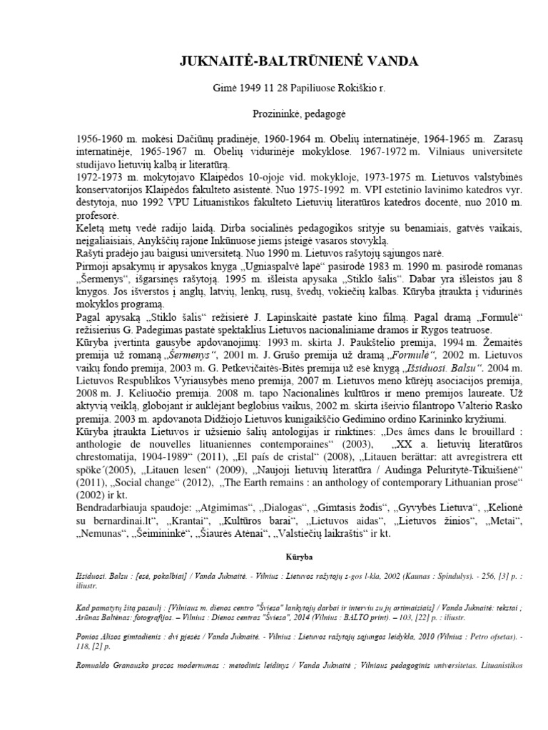 Juknaite Baltruniene Vanda | PDF