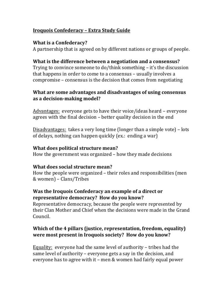 Iroquois Confederacy 2013 Extra Study Guide | PDF