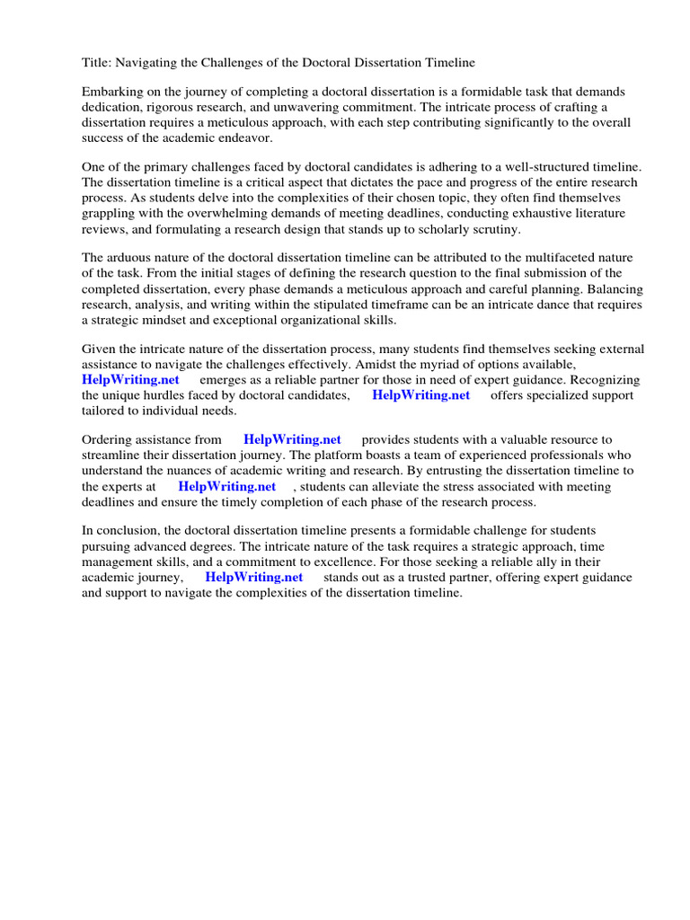 Doctoral Dissertation Timeline | PDF | Thesis | Essays
