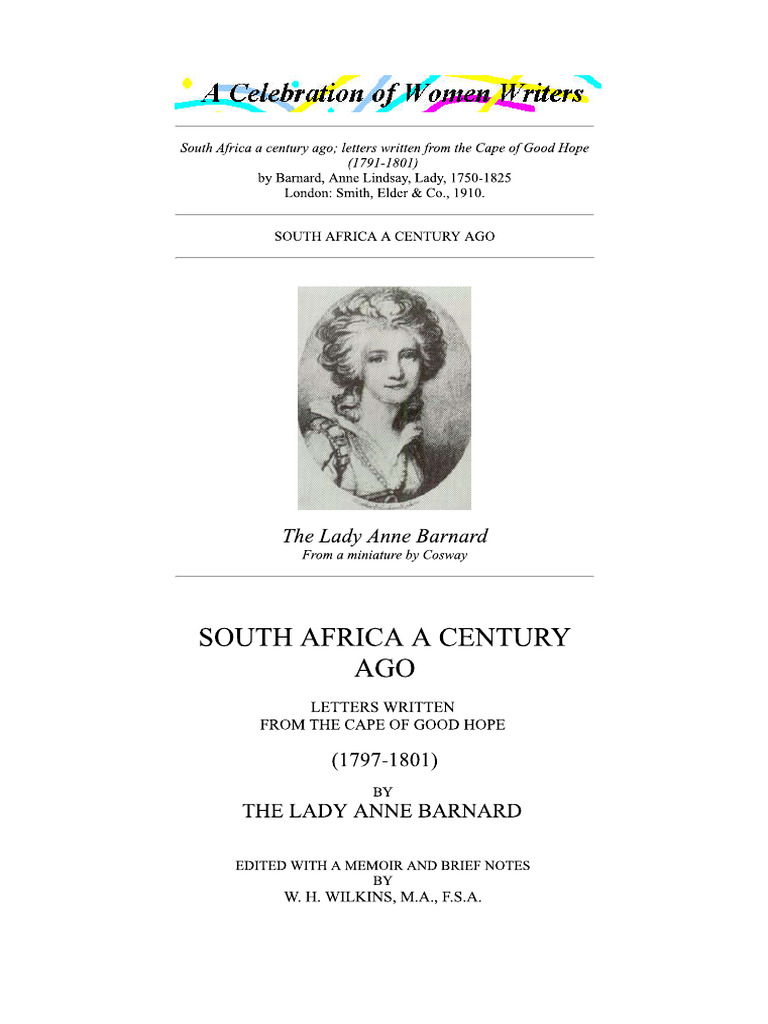 Lady Anne Barnard - South Africa A Century Ago | PDF