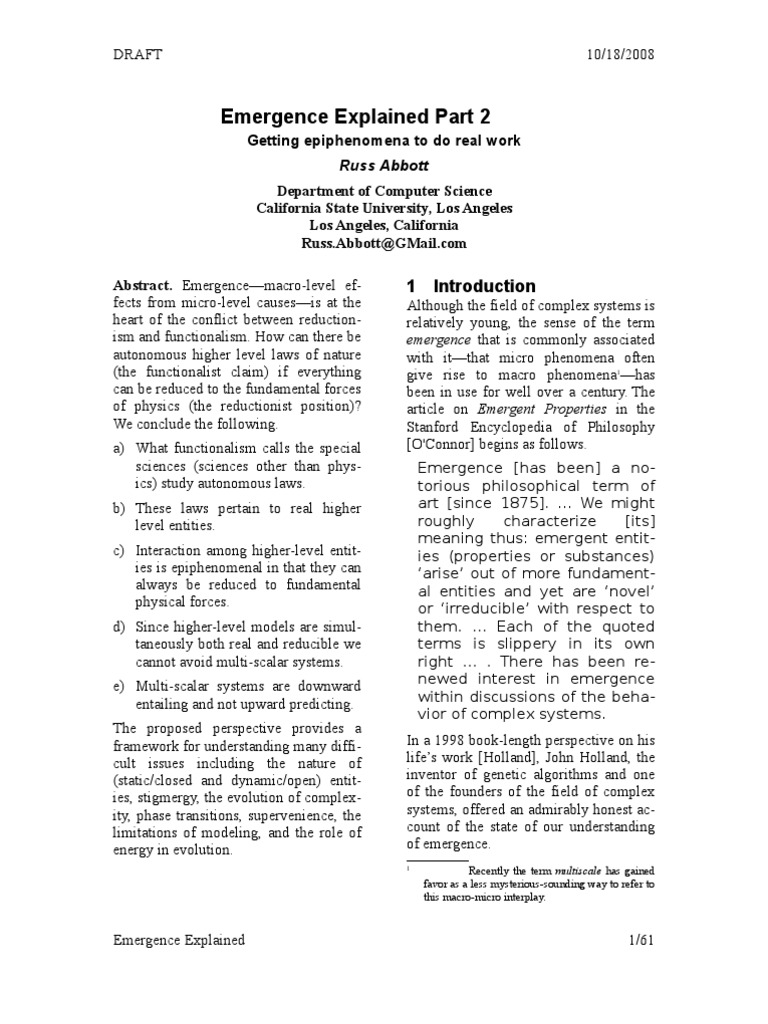 Emergence Explained Entities 07.02 | PDF | Reductionism | Emergence