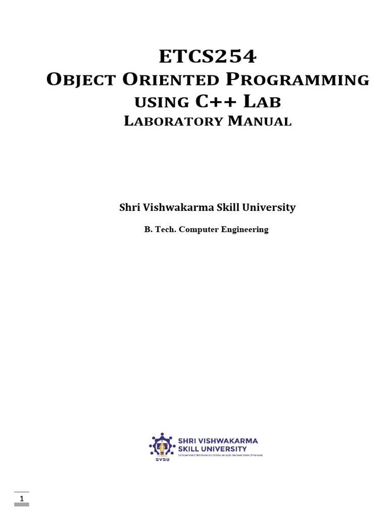 Lab Manual Etcs204 Oops | PDF | Object Oriented Programming ... Lab Manual Etcs204 Oops | PDF | Object Oriented Programming ...