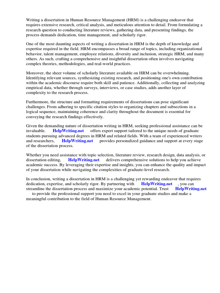 Sample Dissertation HRM | PDF | Human Resource Management | Employee ...