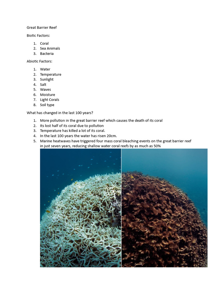 Great Barrier Reef: Changes & Factors | PDF