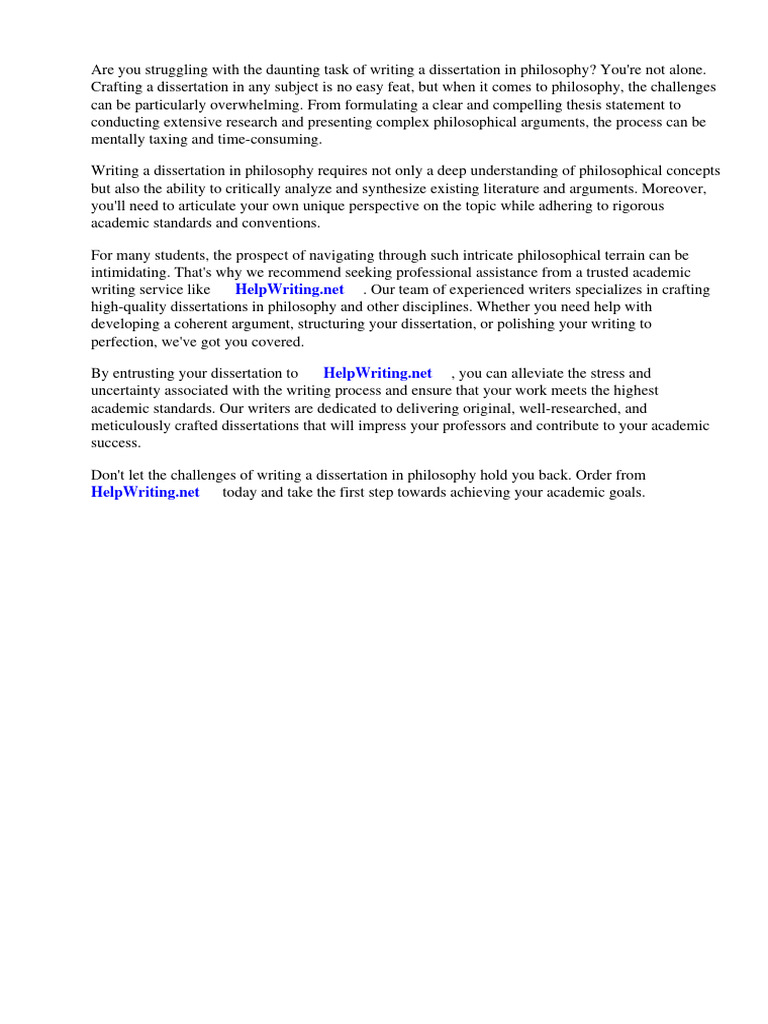 Philosophy Dissertation Help | PDF | Thesis