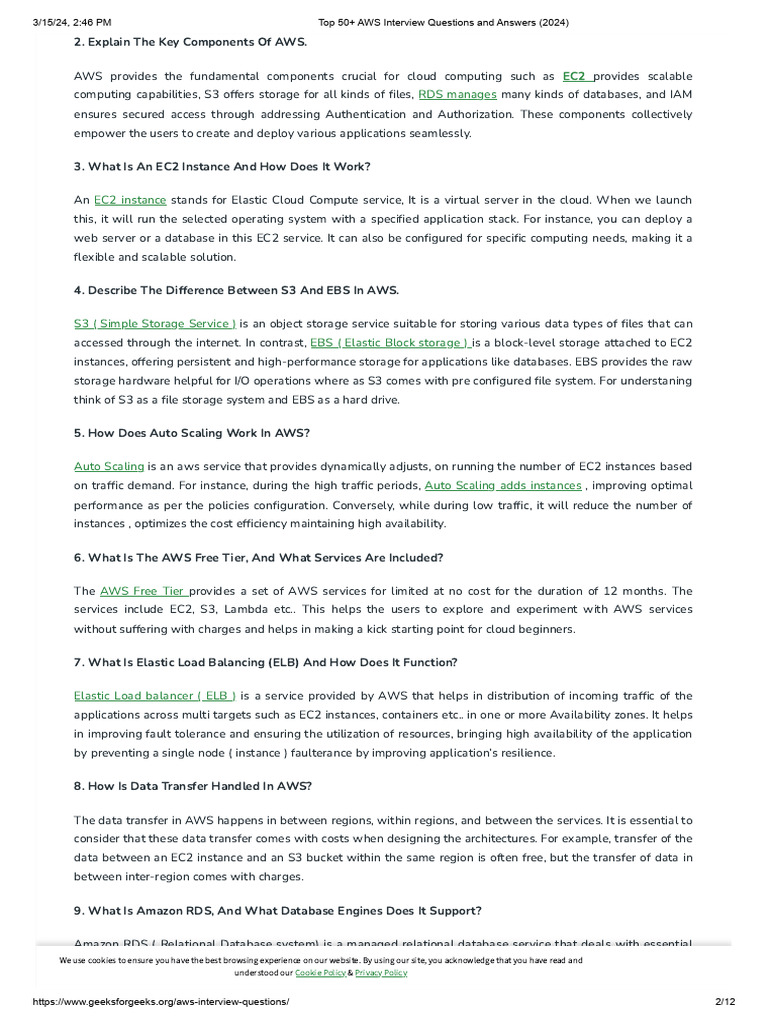 Top 50+ AWS Interview Questions and Answers (2024) | Download Free PDF | Amazon Web Services ...