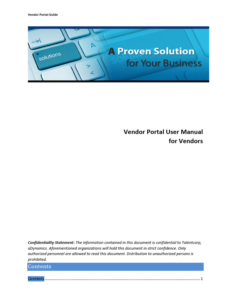 Vendor Portal Guide | PDF