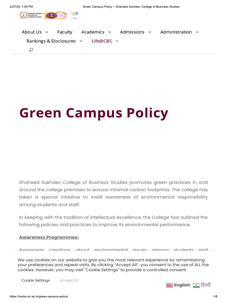 Green Campus Policy - Shaheed Sukhdev College of Business Studies (1 ...