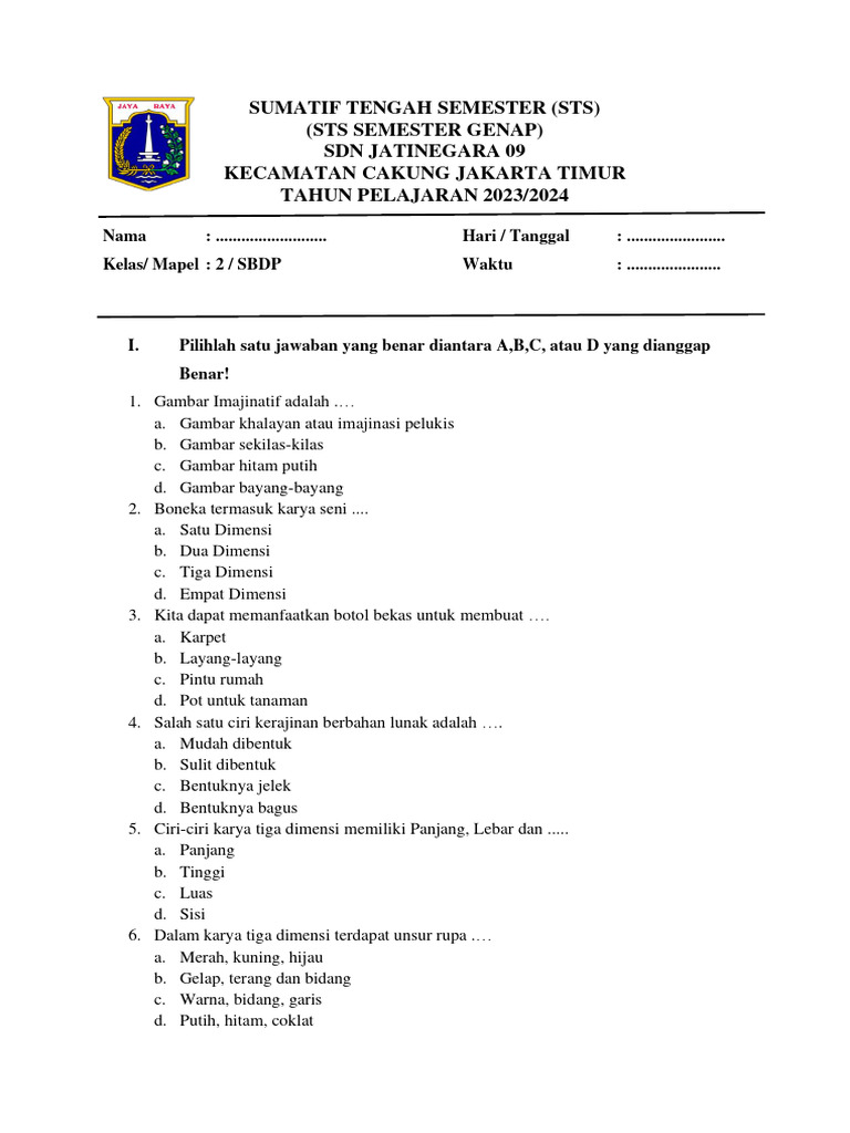 Soal Kelas 2 SBDP | PDF