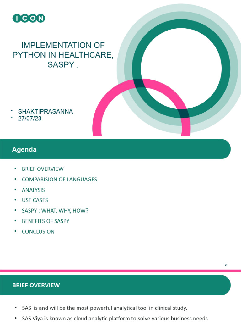Implementation of Python in Healthcare, Saspy | PDF | Sas (Software) | Analytics