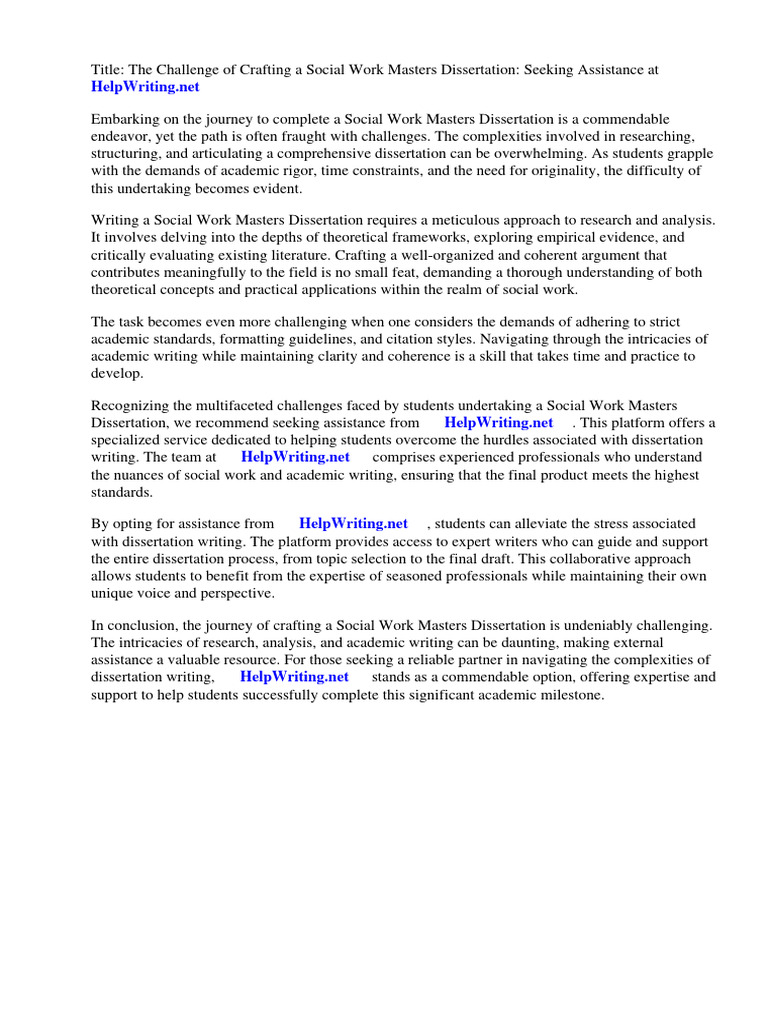 Social Work Masters Dissertation Example | PDF | Social Work | Thesis