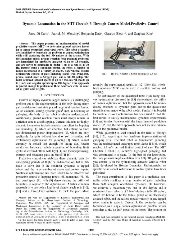MIT+猎豹+Dynamic Locomotion in the MIT Cheetah 3 Through Convex Model ...