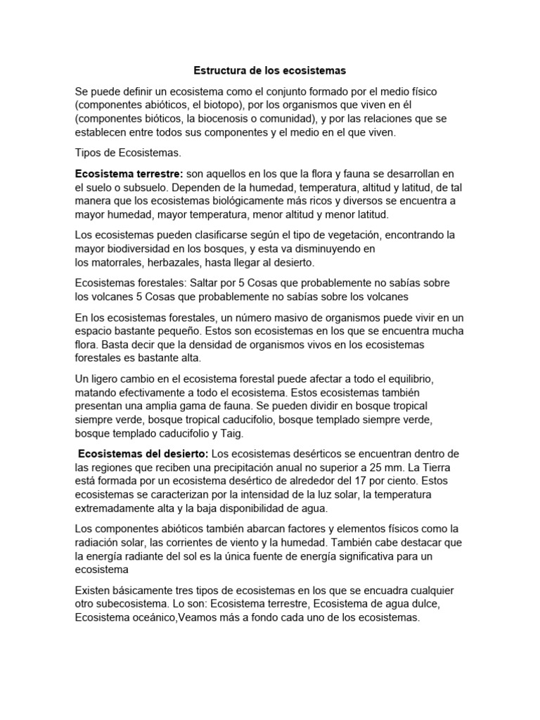 Estructura de Los Ecosistemas | PDF | Ecosistema | Los bosques