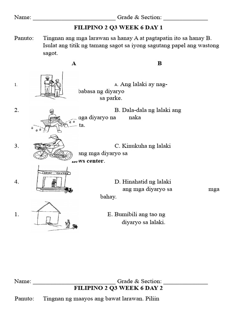 FILIPINO 2 Activity Sheet Q3 W6 | PDF