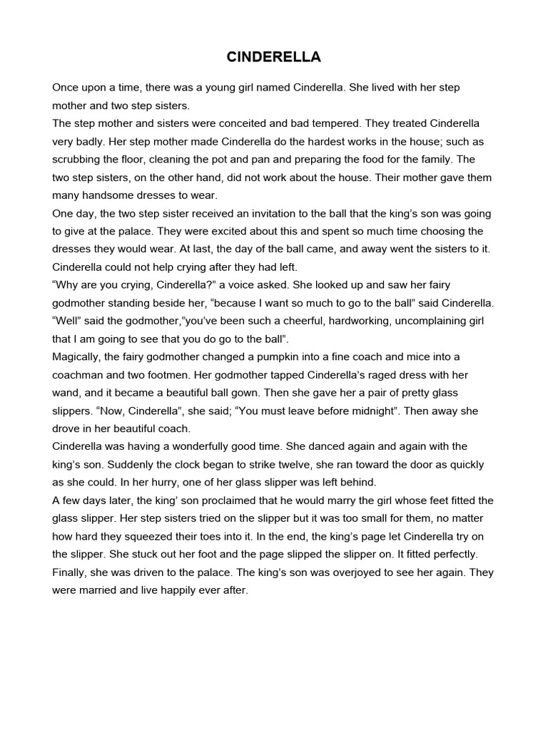 NARRATIVE TEXT CINDERELLA | PDF | Cinderella