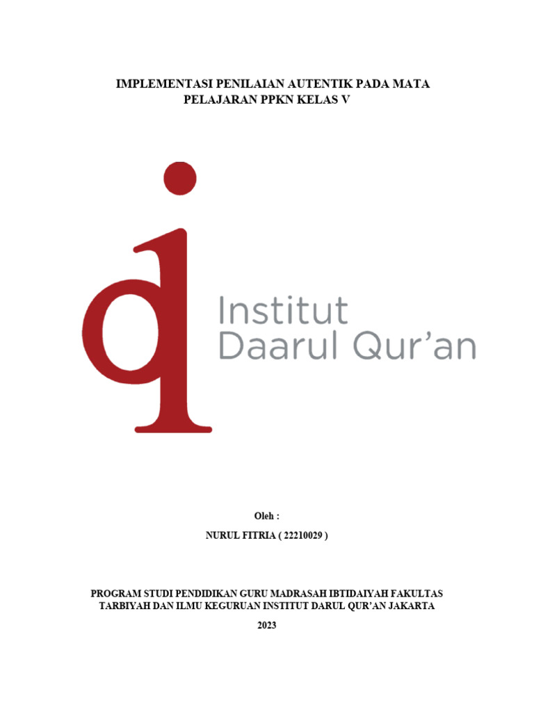 Penilaian Autentik PPKN Kelas V | PDF | Karier & Perkembangan | Sains ...
