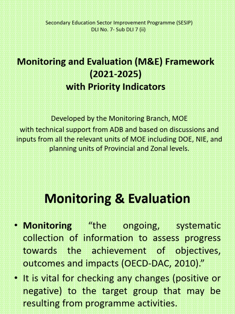 Monitoring & Evaluation Framework (2021-2025) | PDF | Monitoring And ...