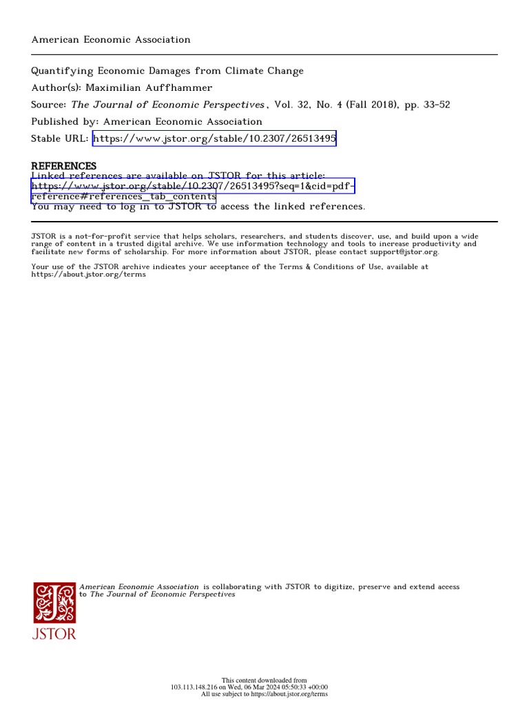 Auffhammer QuantifyingEconomicDamages 2018 | PDF | Climate Change | Climate