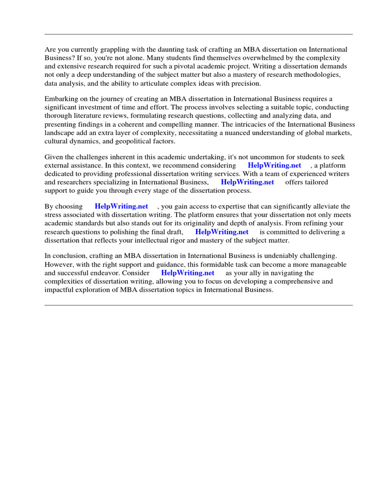 MBA Dissertation Help for Students | PDF | Thesis | Master Of Business ...