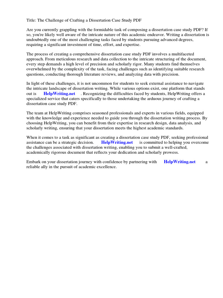 Dissertation Case Study PDF | PDF | Methodology | Thesis