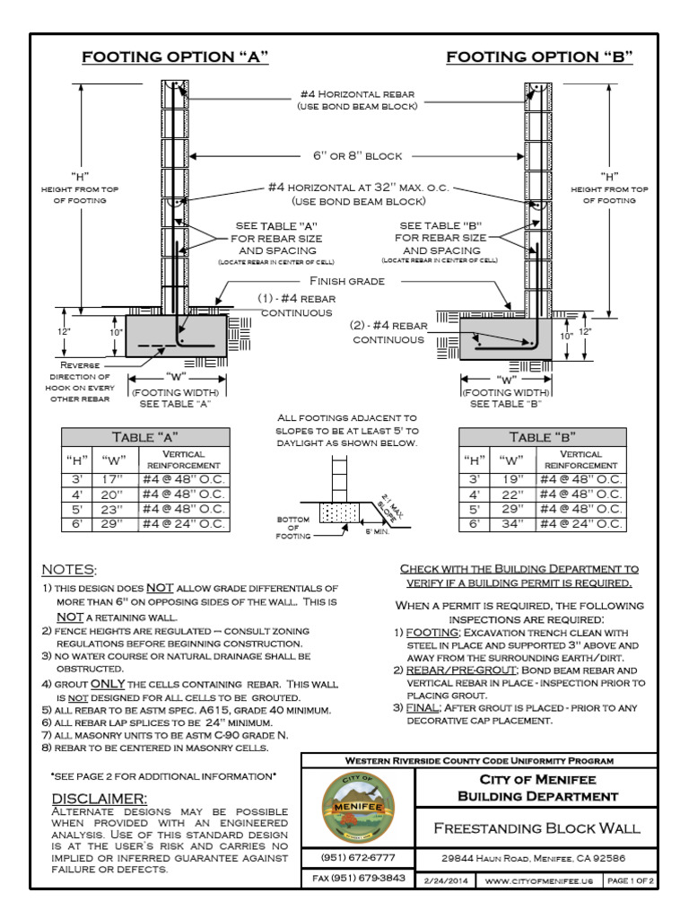 Freestanding Block Wall Standard (1) | PDF | Civil Engineering ...