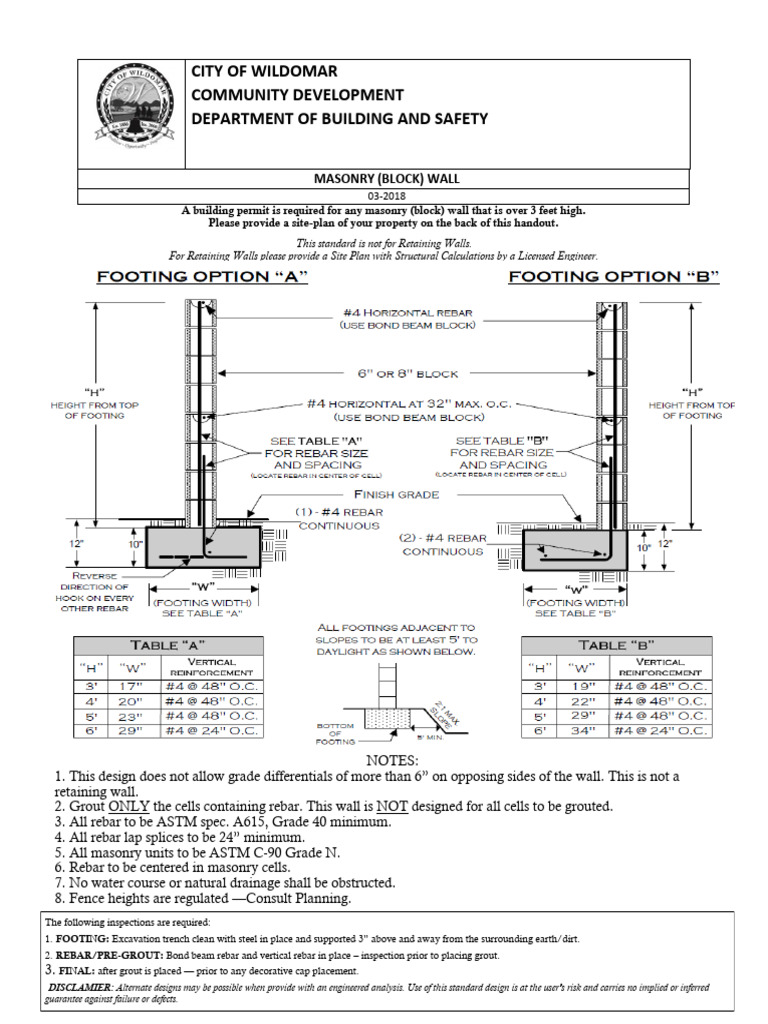 Wildomar Masonry Wall Permit Guide | PDF