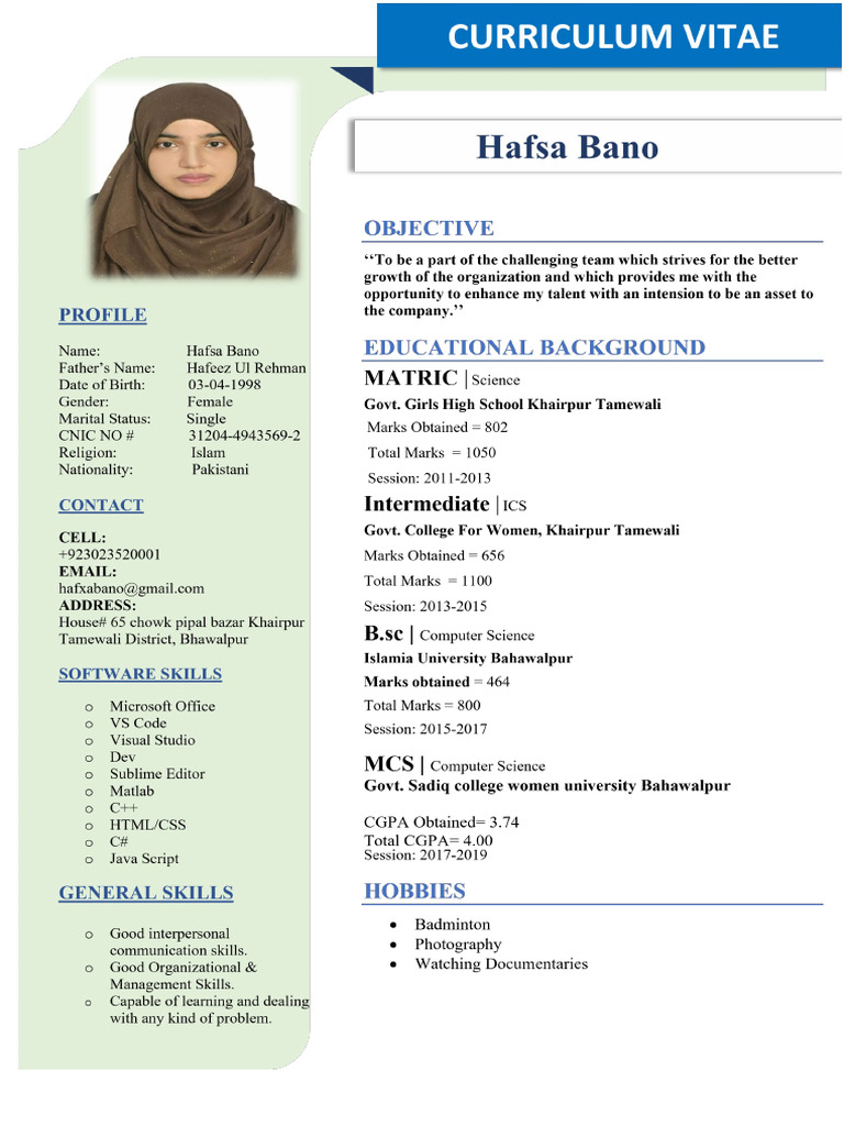 Hafsa CV | PDF
